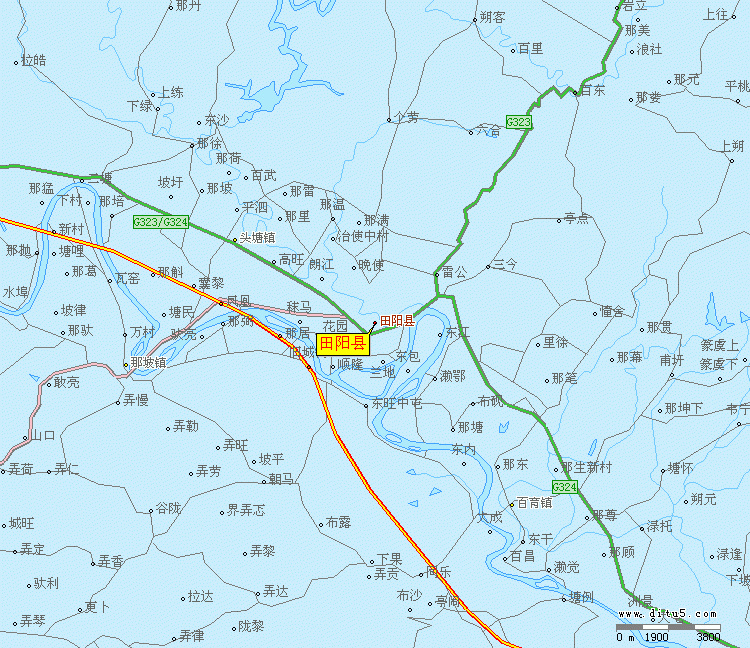 田阳县地图全图，田阳县地图高清版下载 - 8264户外8264.com