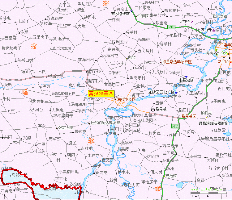 富拉尔基区地图全图，富拉尔基区地图高清版下载 - 8264户外8264.com