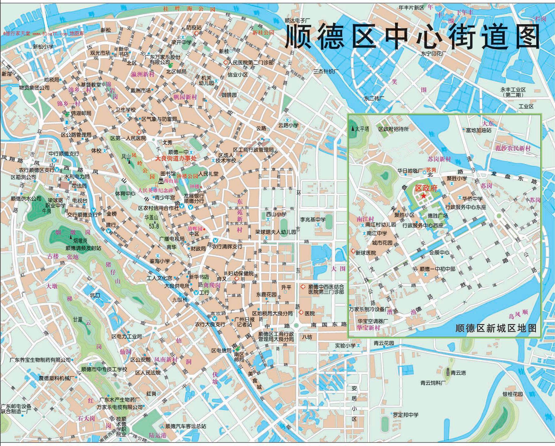 佛山市顺德城区地图全图，佛山市顺德城区地图高清版下载 - 8264户外8264.com