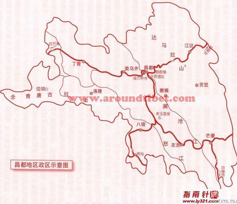 2024最新西藏昌都地区政区示意图查询，西藏昌都地区政区示意图高清版下载，西藏昌都地区政区示意图中文版大图 - 8264户外8264.com